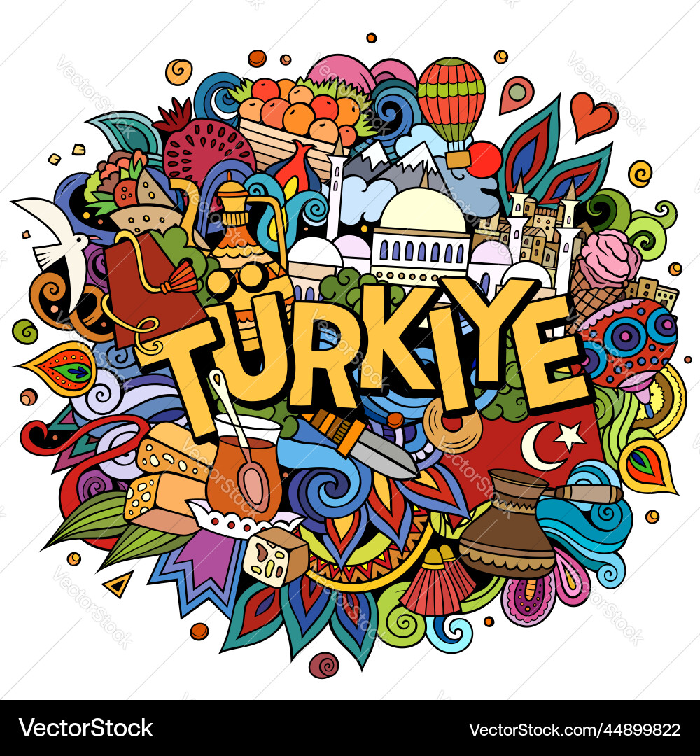 Turkey hand drawn cartoon doodles Royalty Free Vector Image