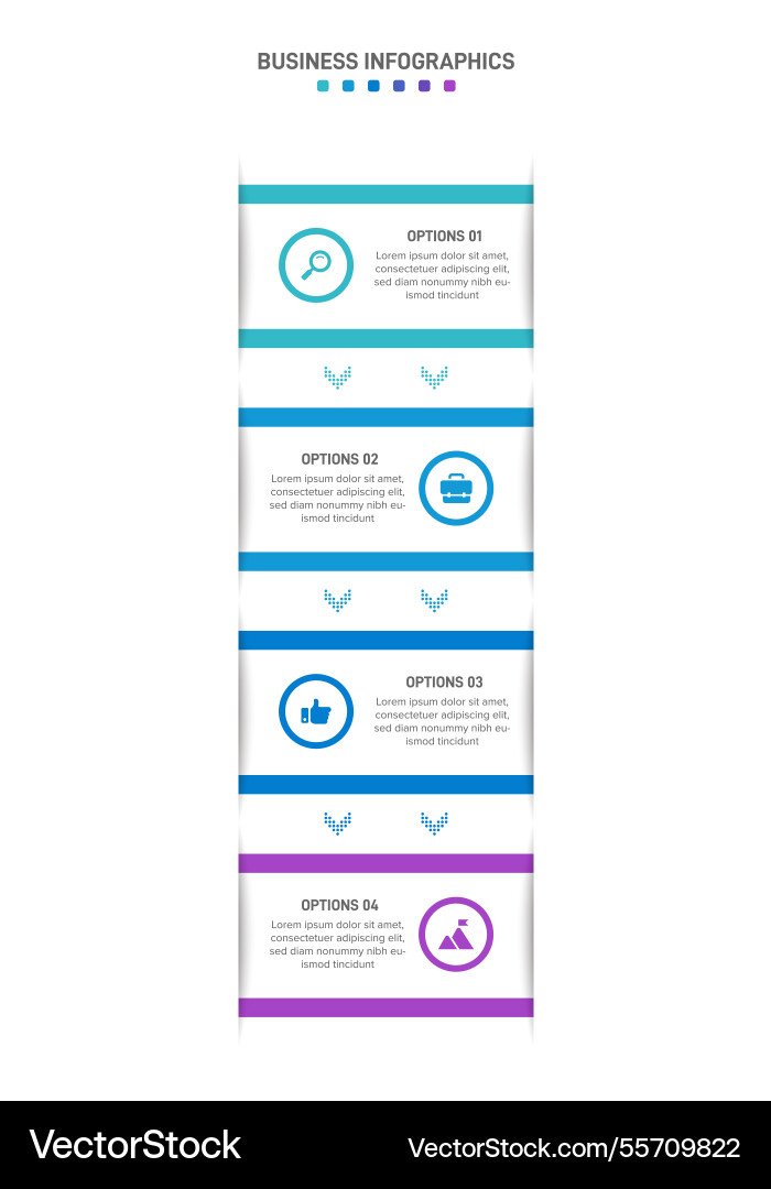 Vertical progress bar featuring 4 arrow-shaped Vector Image