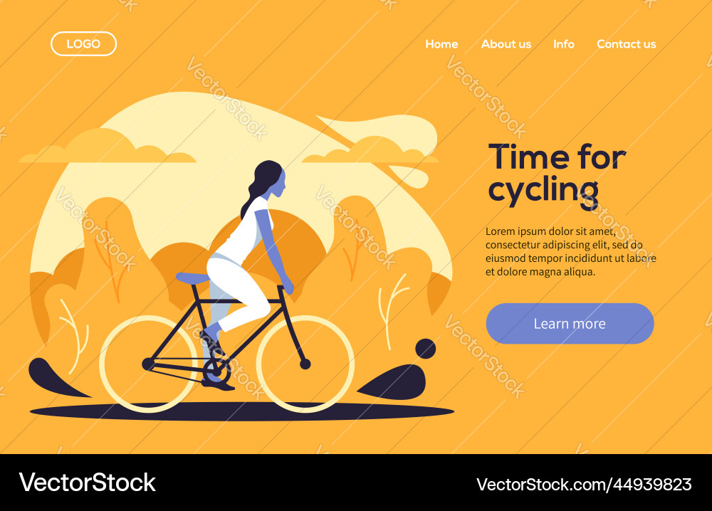 Bicycle riding landing page banner Royalty Free Vector Image