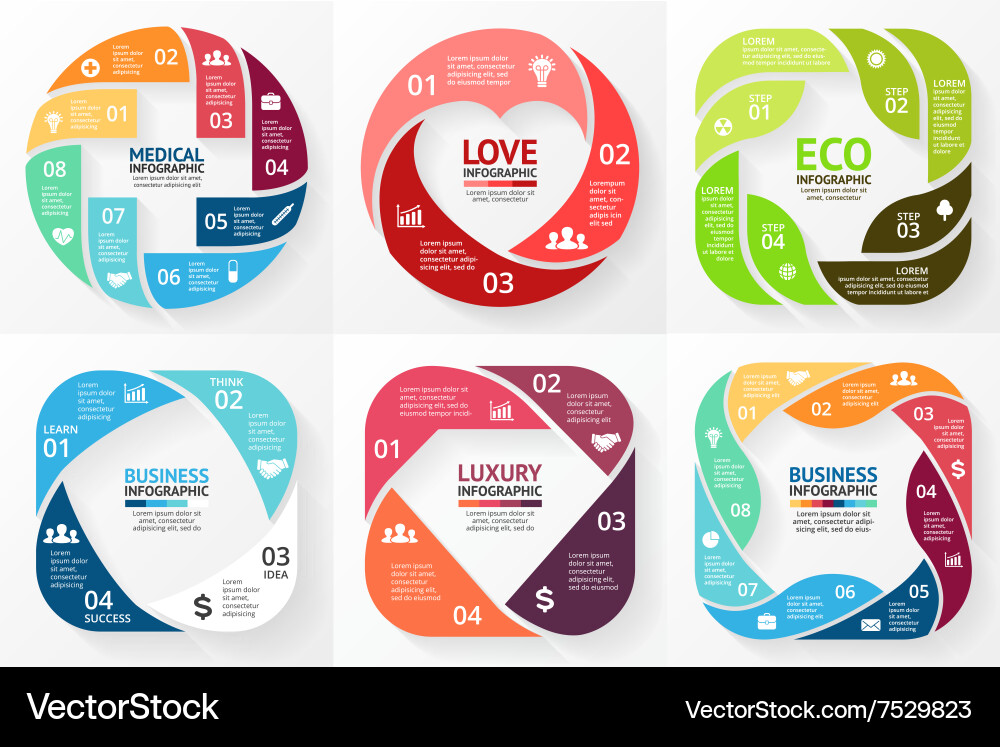 Circle infographics set cycle diagram Royalty Free Vector