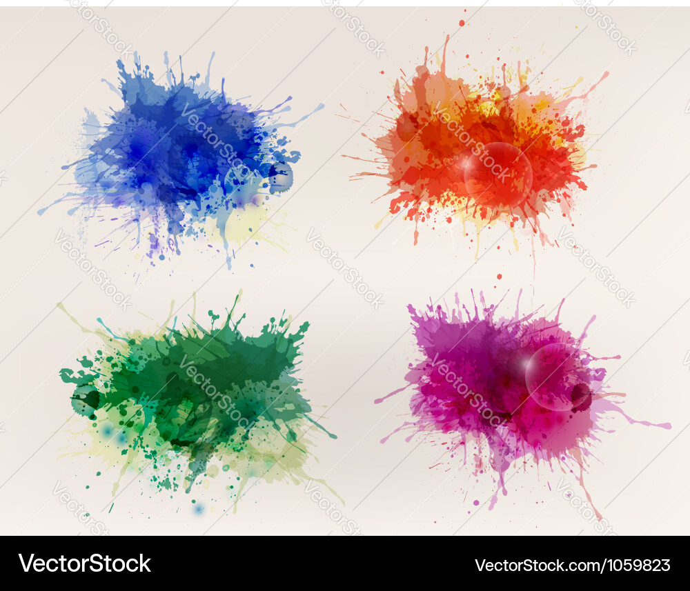 Colorful Watercolor Splatter Backgrounds Vector Image
