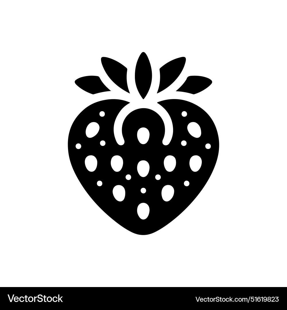 Modern black and white strawberry silhouette Vector Image