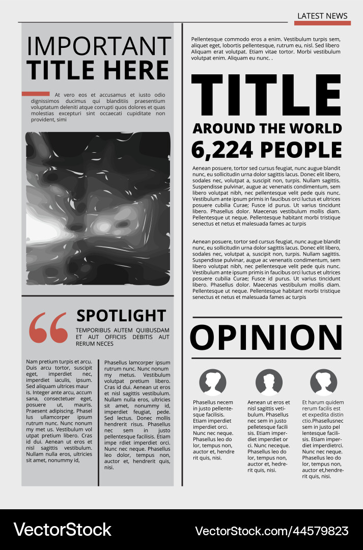 Newspaper Front Page Layout Template Vintage Or Old Fashioned