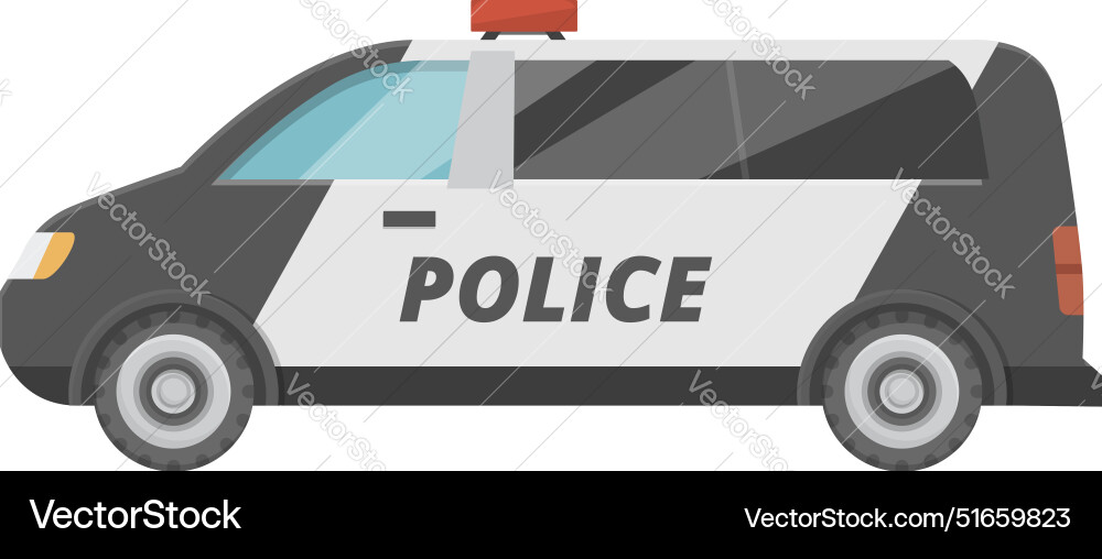 Police van parked showing side view with siren Vector Image