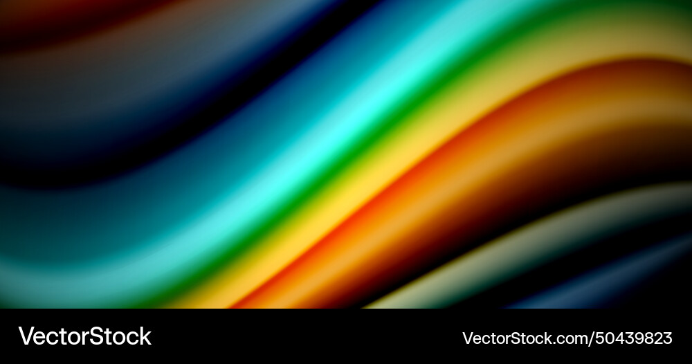 Rainbow color wave lines on black techno Vector Image