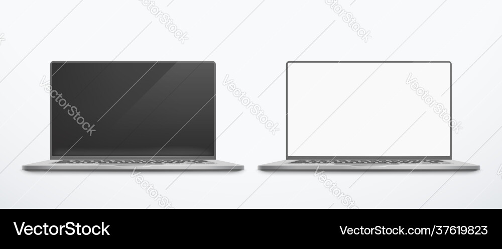 Realistic laptop template isolated set on white Vector Image