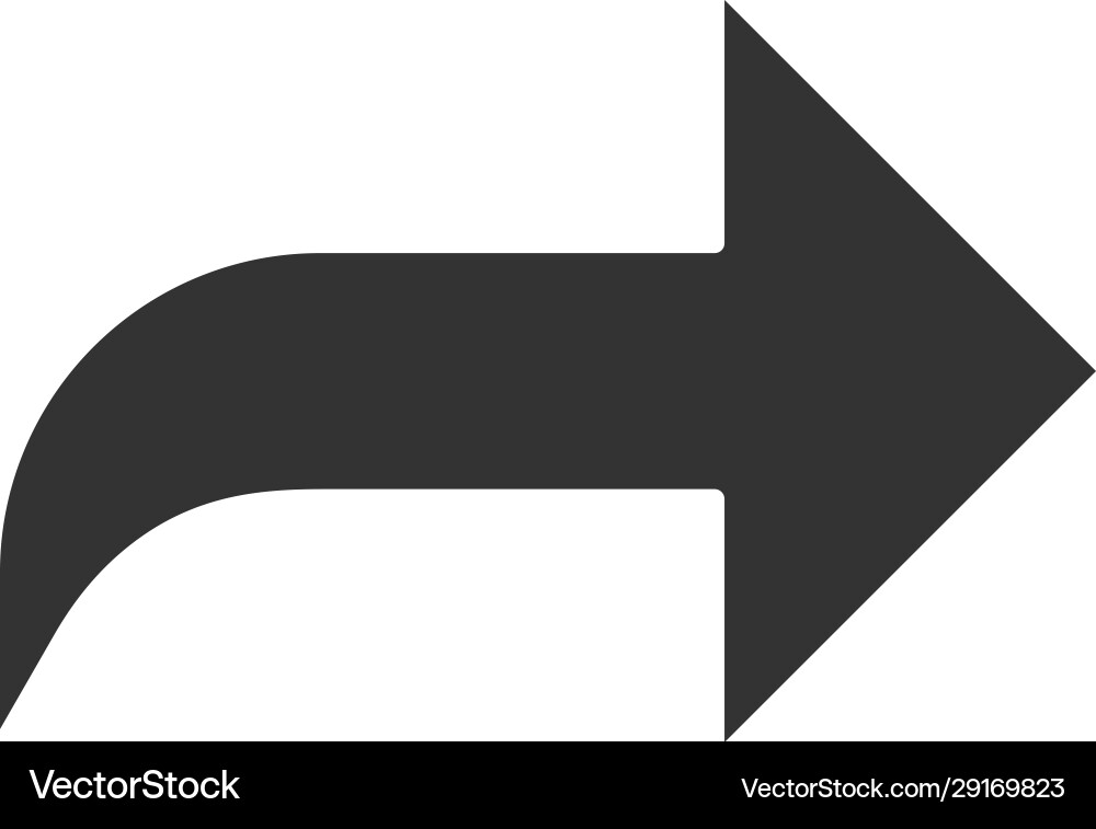 Right curved arrow glyph icon direction sign Vector Image