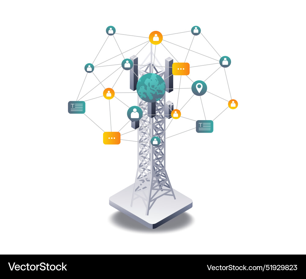 Tower communication network for information Vector Image