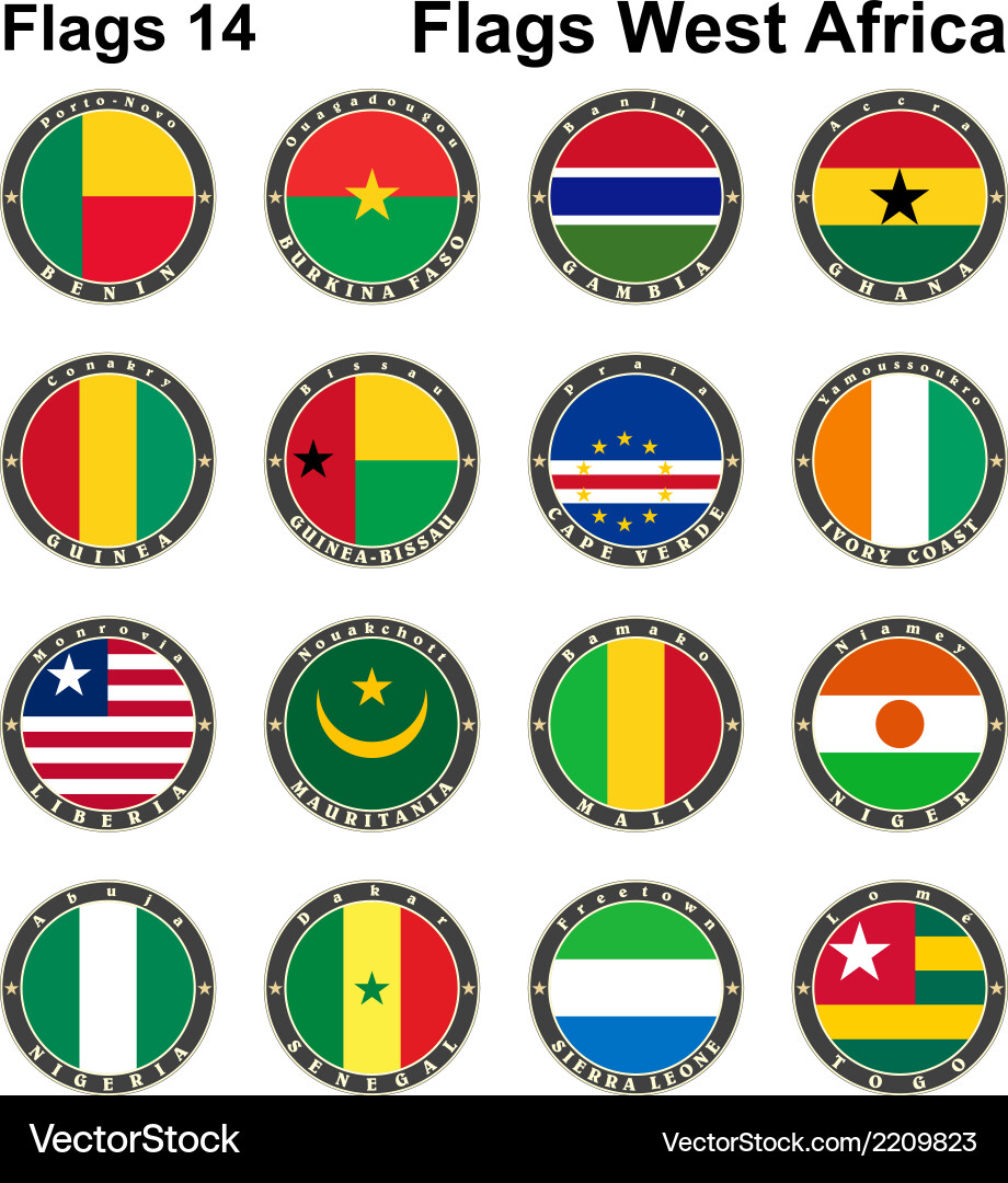 World flags western africa Royalty Free Vector Image