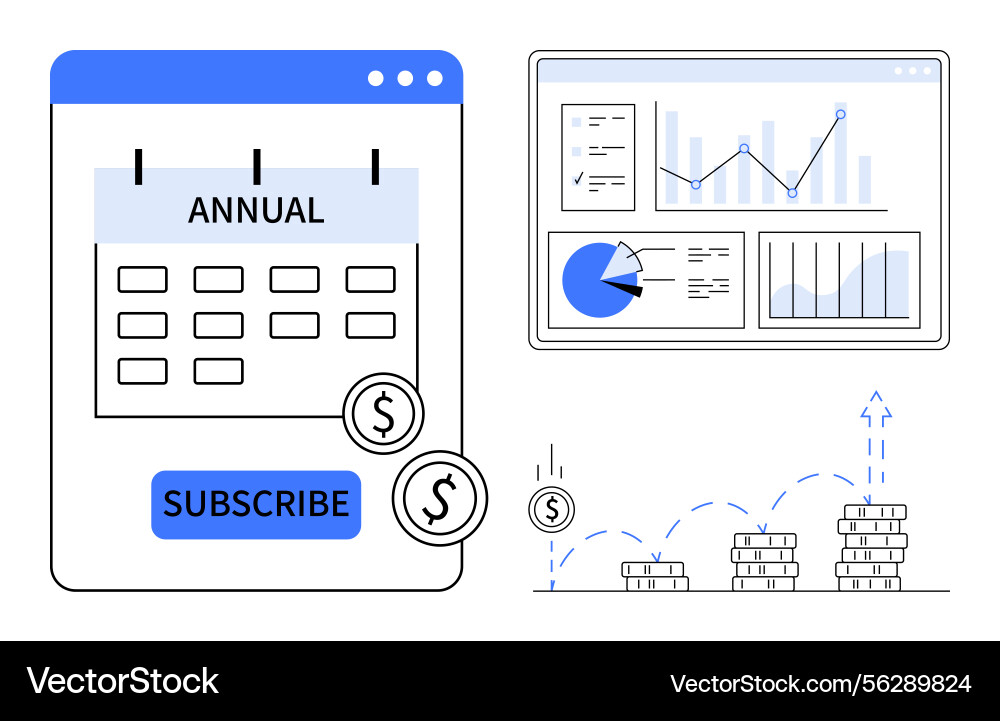Annual subscription plan with financial growth Vector Image