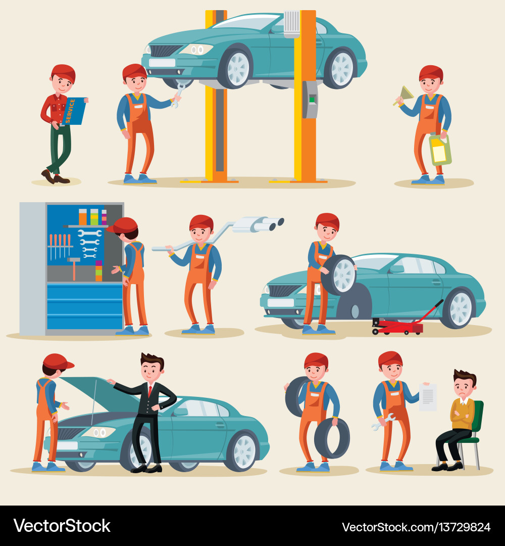 Car service elements set Royalty Free Vector Image