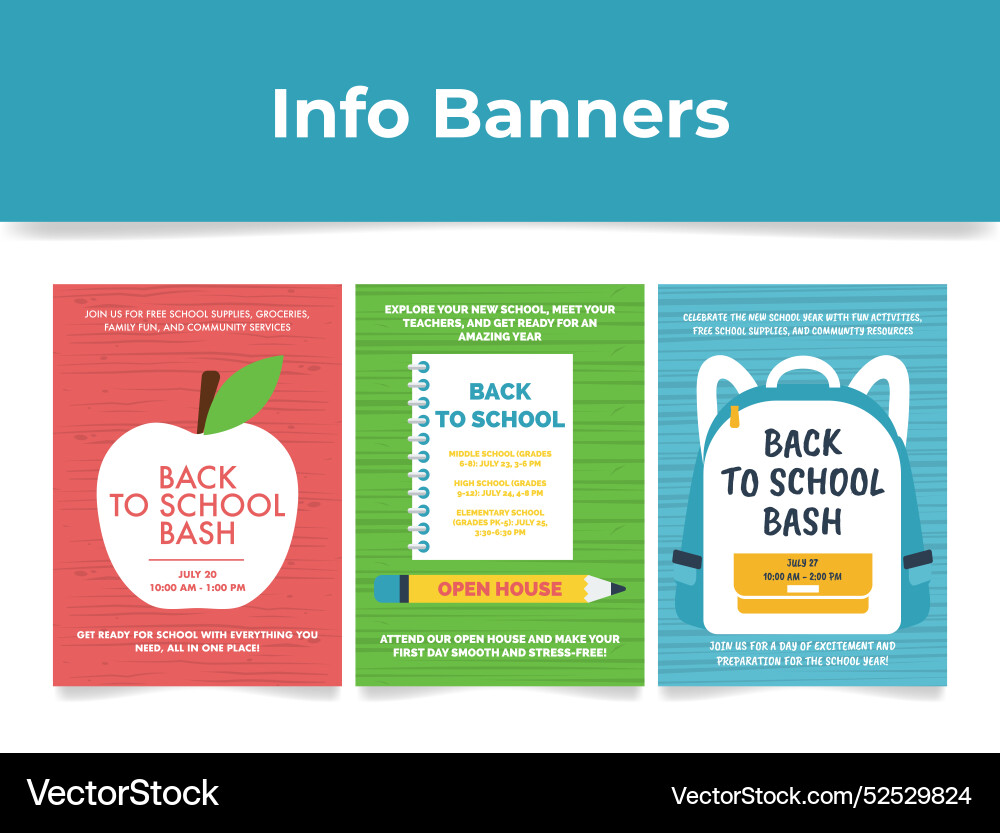 Colorful back to school banners for upcoming Vector Image