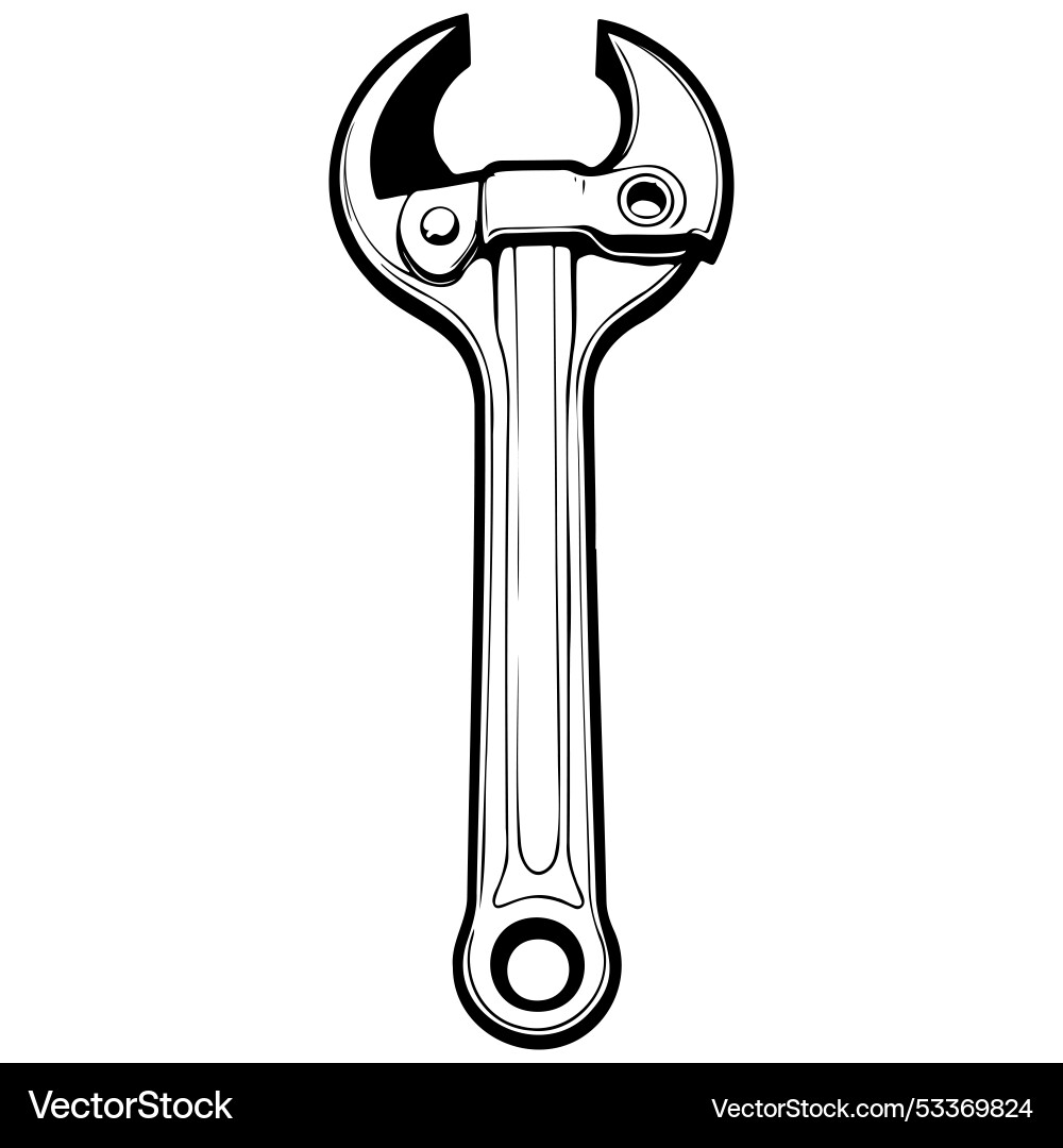 Drawing wrench monochrome hand drawn line Vector Image