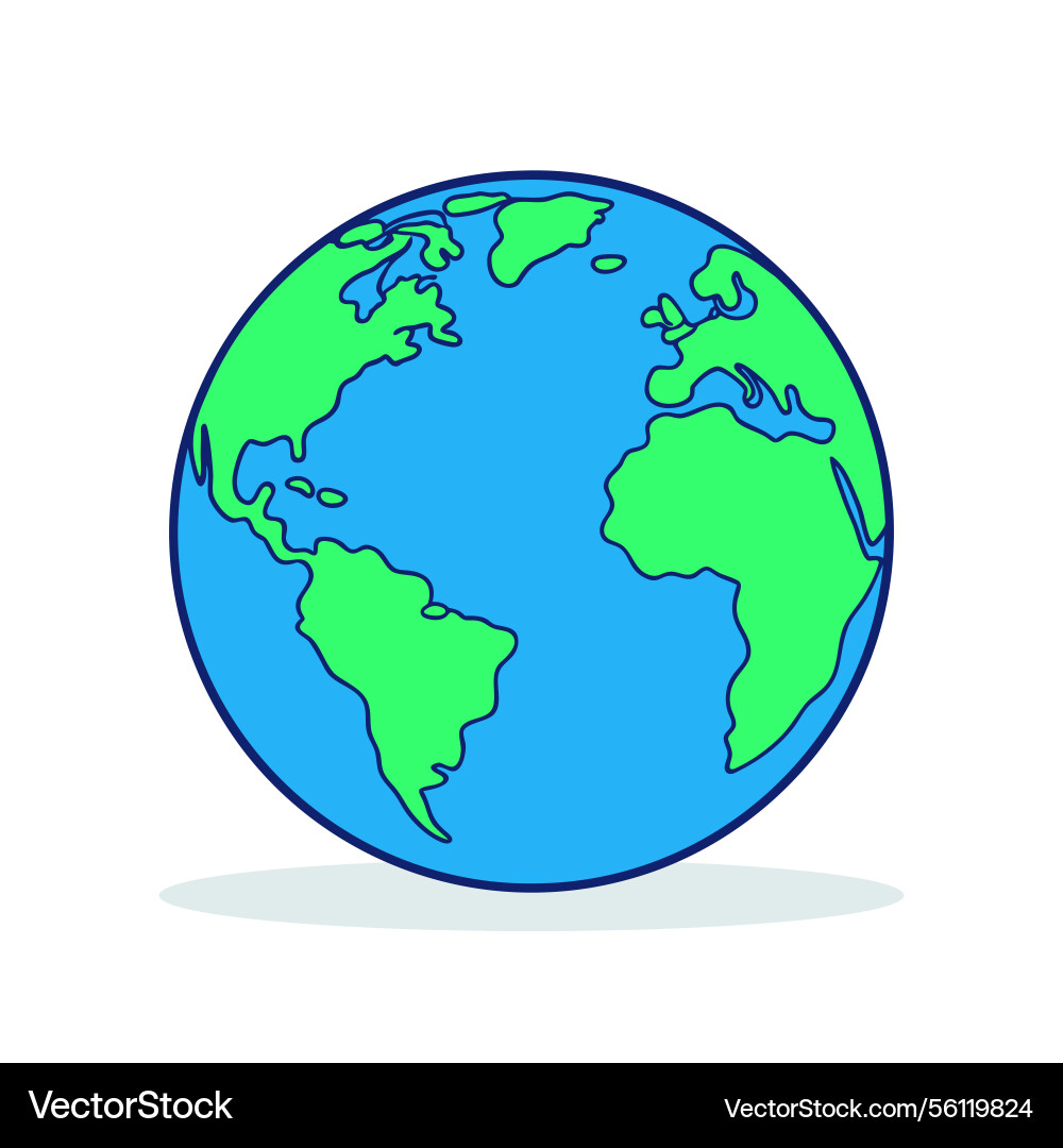 Earth icon planet with continents Royalty Free Vector Image