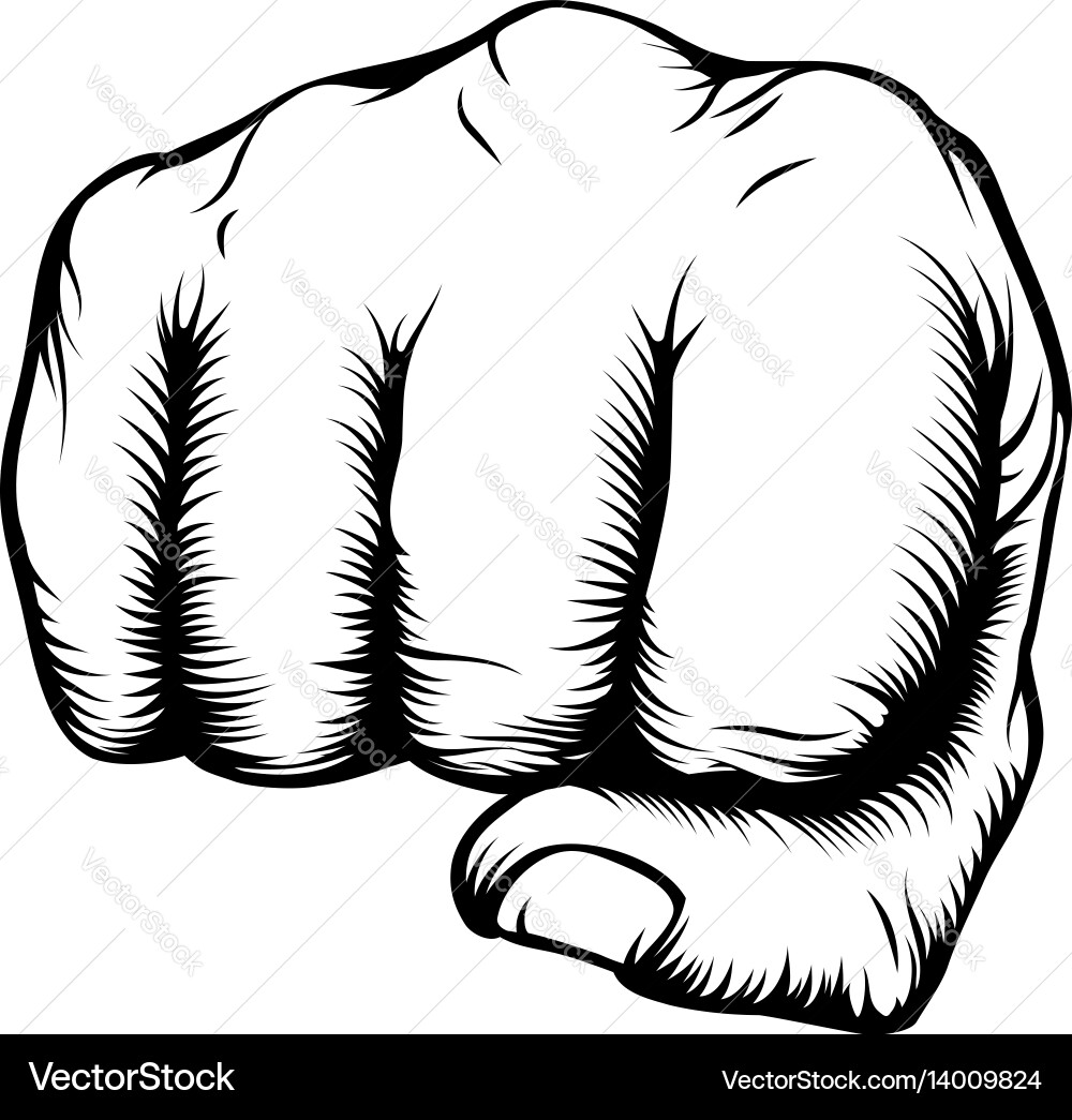 Hand in fist punching from front Royalty Free Vector Image