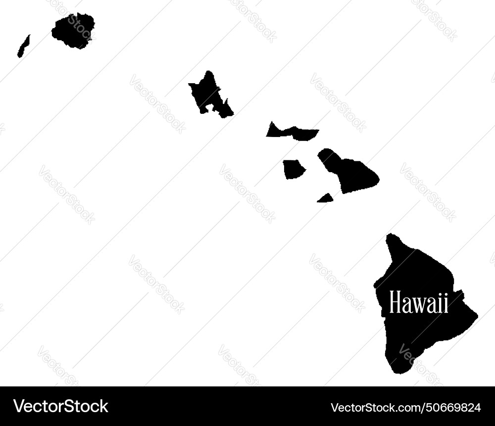 Hawaii islands state silhouette map Royalty Free Vector