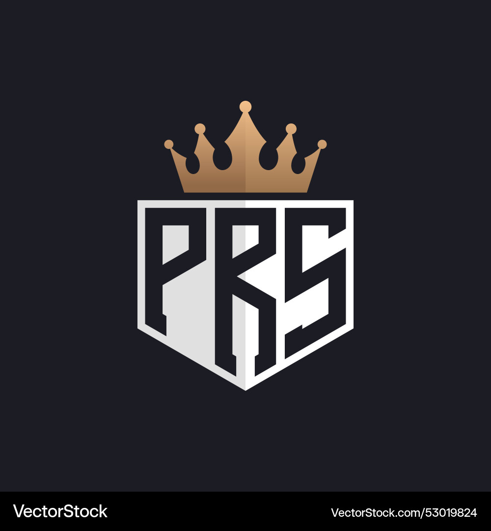 Luxury prs logo with crown elegant initials Vector Image
