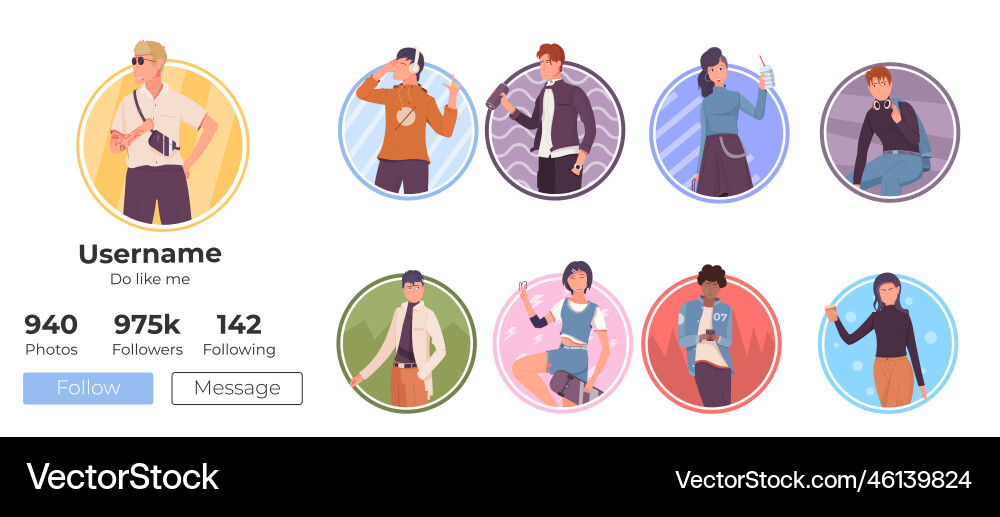 People lifestyle avatars set Royalty Free Vector Image