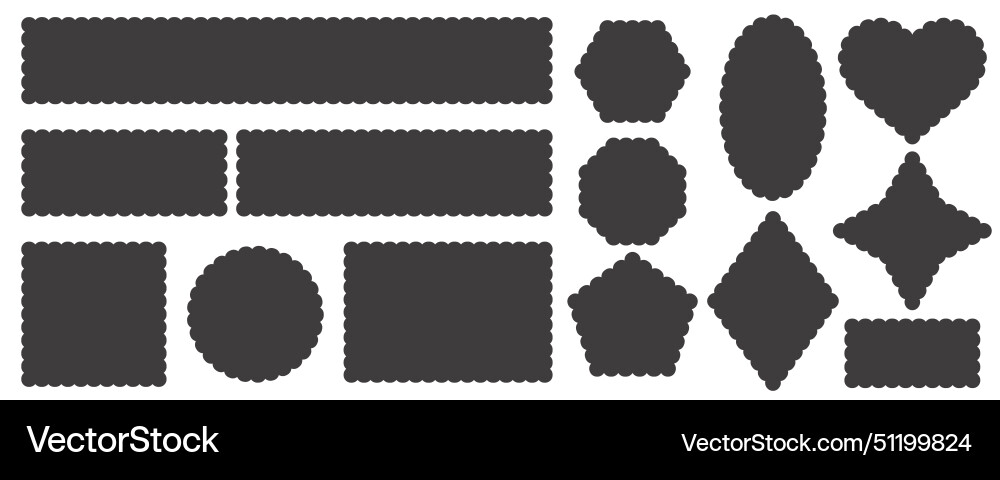 Scallop edge frame rectangle and circle shapes Vector Image