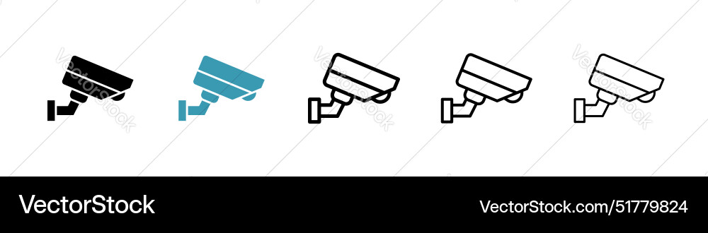 Security camera line icon set Royalty Free Vector Image