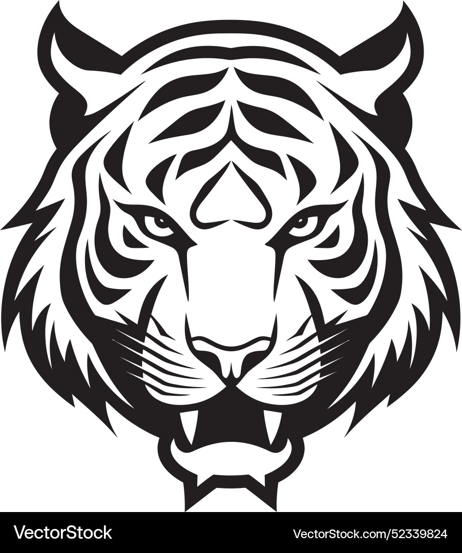 Symmetrical tiger designshaded silhouette Vector Image