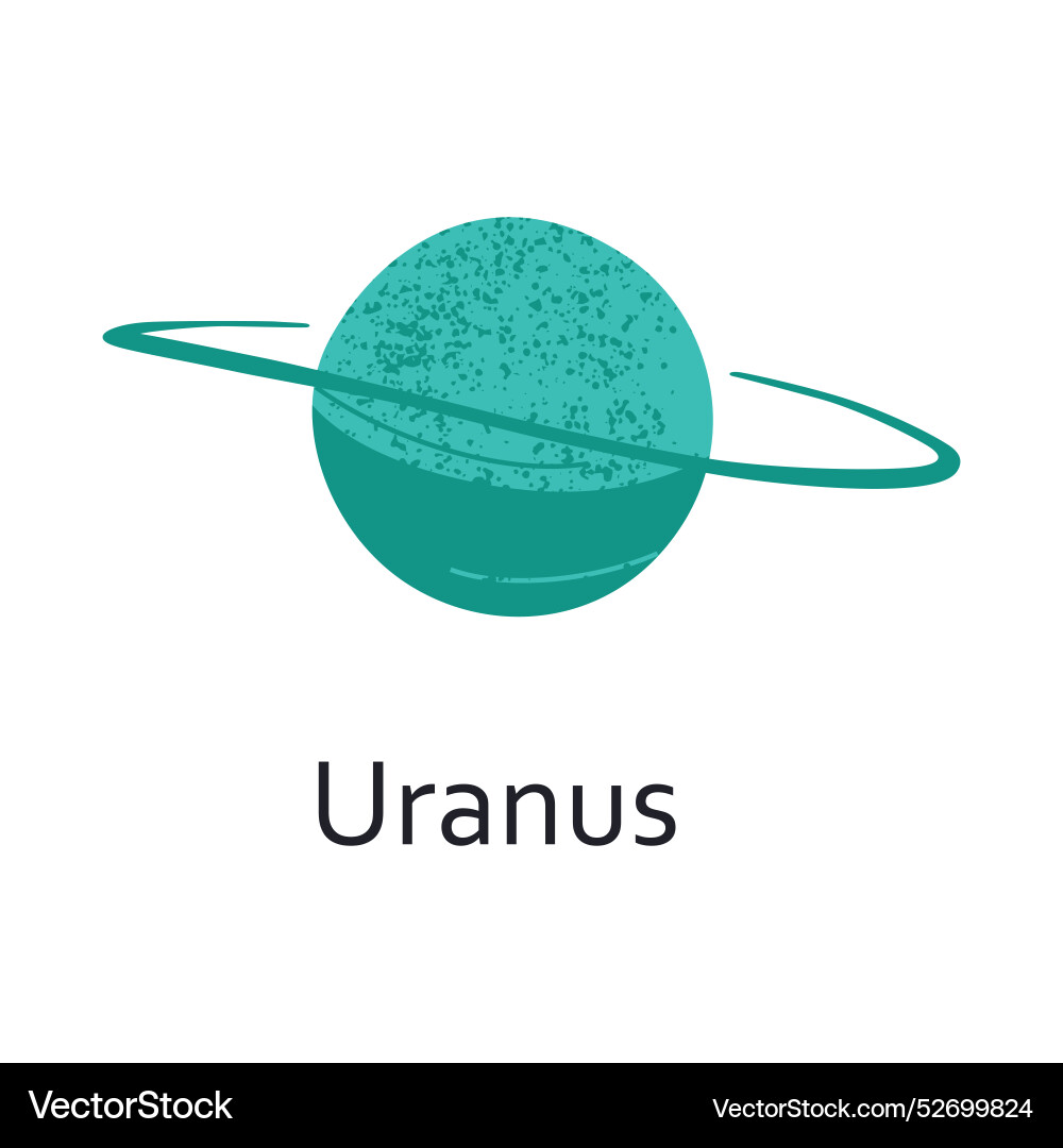 Uranus planet flat cartoon Royalty Free Vector Image