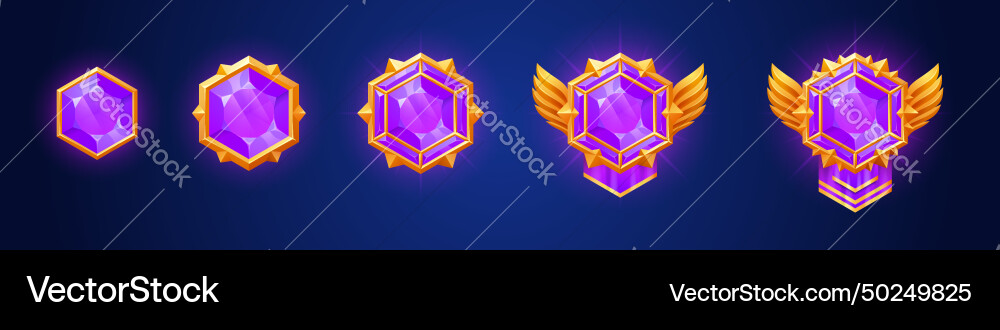 Badge with diamond evolution for game level rank Vector Image
