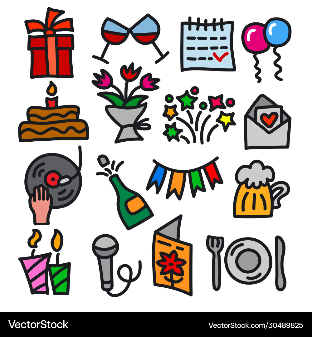 Celebrations icons Royalty Free Vector Image - VectorStock