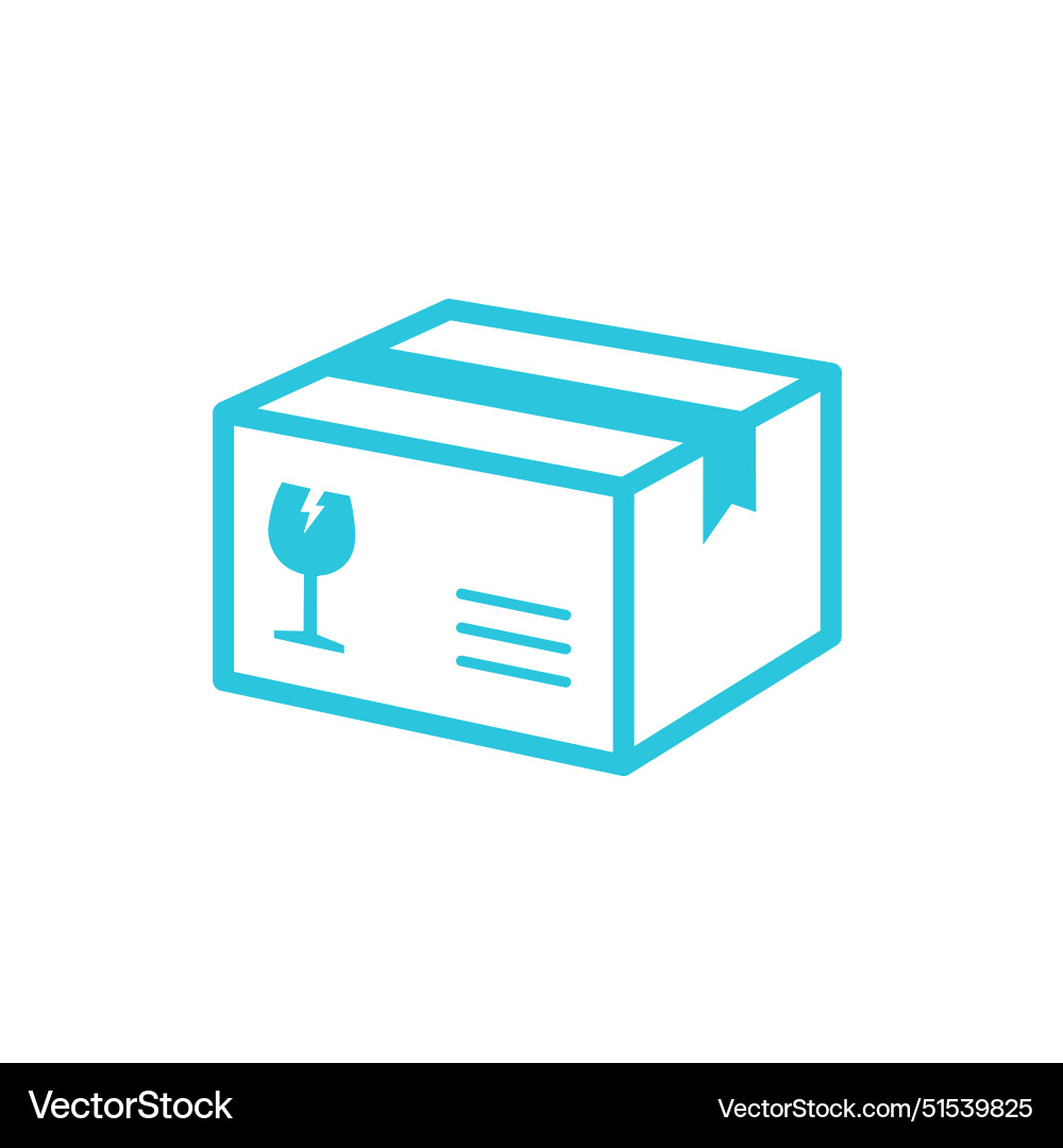 Fragile delivery cardboard box icon isolated on Vector Image