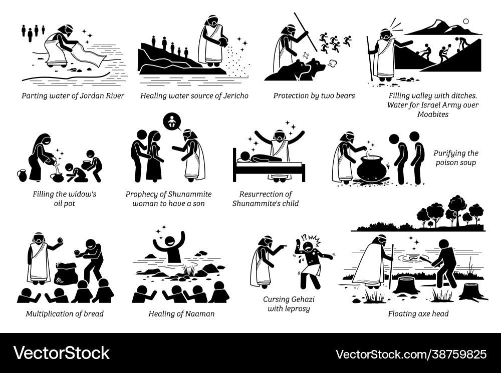 Miracles prophet elisha in christian bible Vector Image
