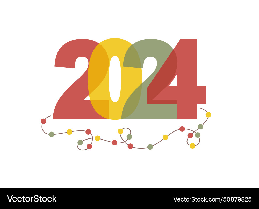 Multicolored number 2024 in risograph style Vector Image