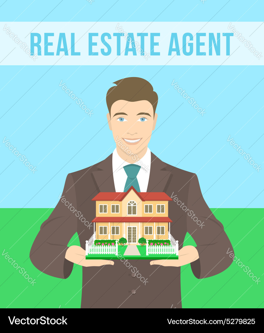 Real estate agent offers a house Royalty Free Vector Image