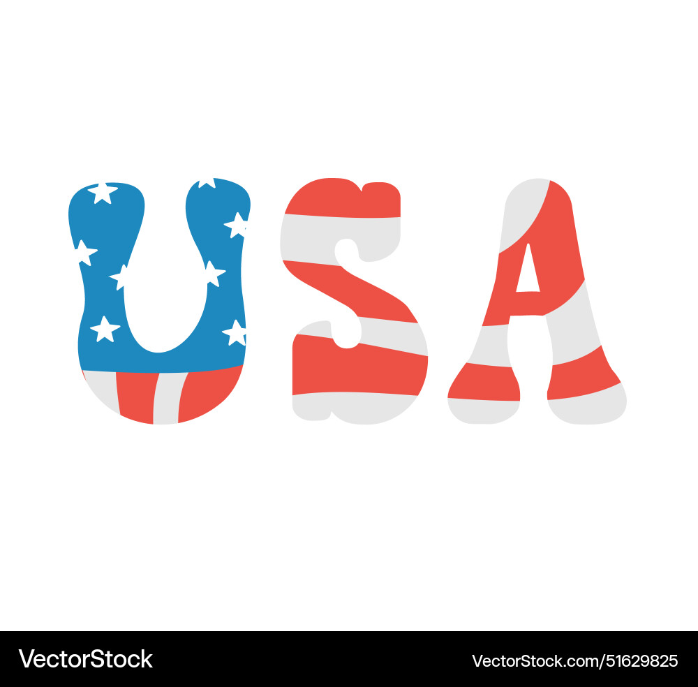 Retro groovy usa lettering with flag Royalty Free Vector