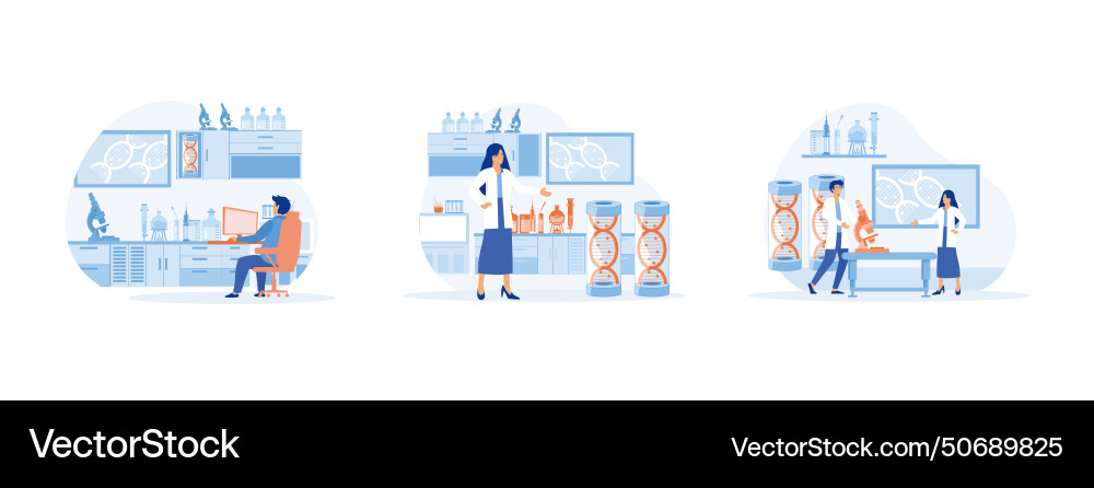 Scientists research in laboratory process holding Vector Image