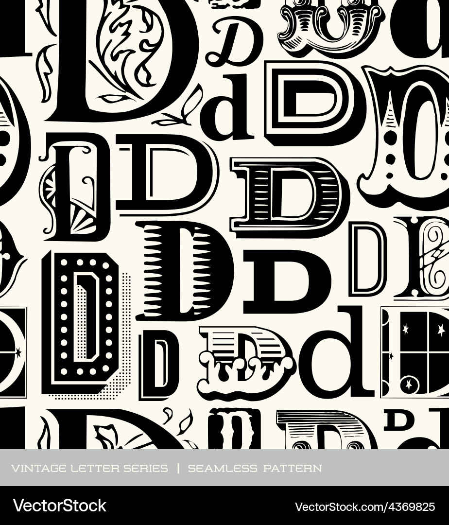 Seamless vintage pattern letter d Royalty Free Vector Image
