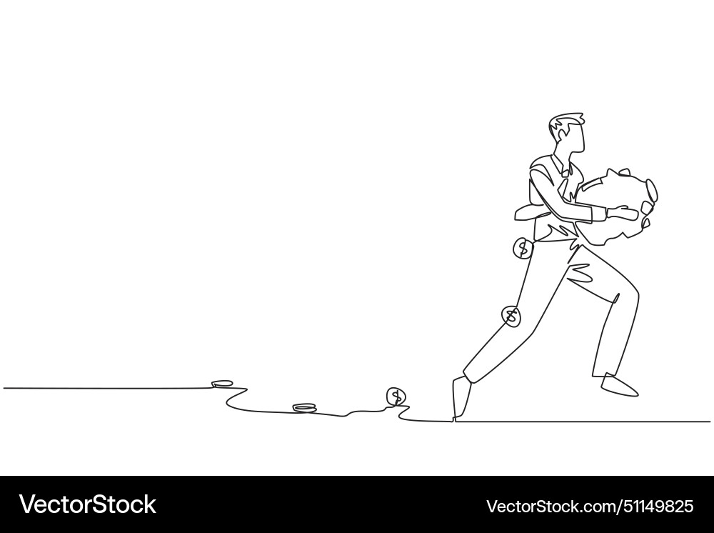 Single one line drawing businessman running while Vector Image