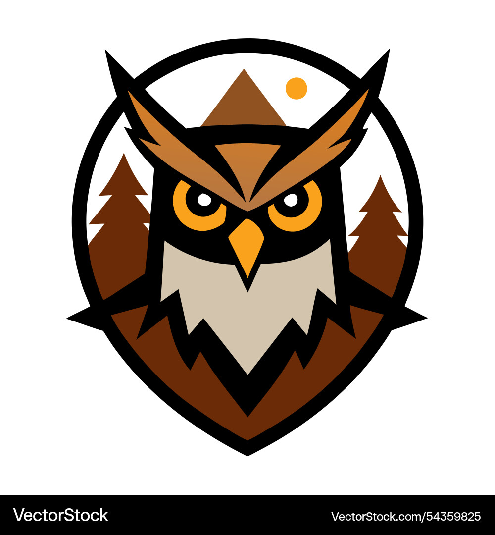 Wilderness explorer owl mascot logo Royalty Free Vector