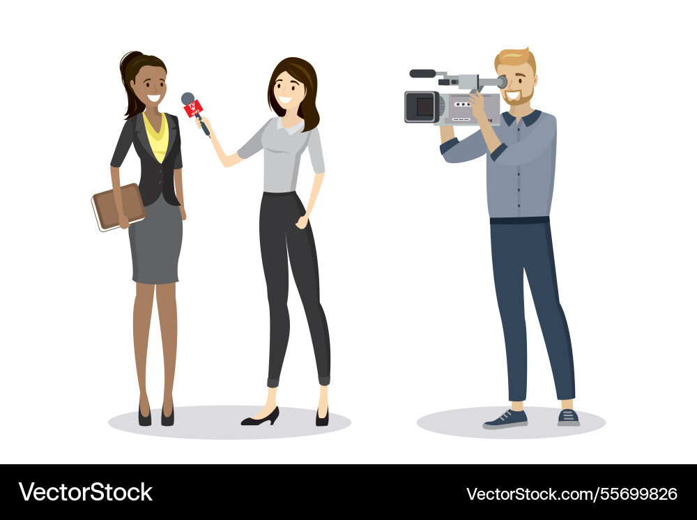 Beautiful female reporter with microphone Vector Image