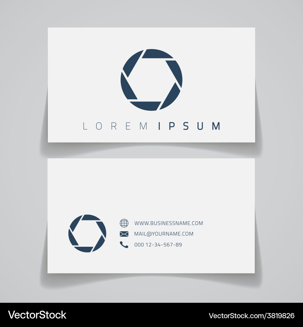 Business card template camera shutter conceptl Vector Image