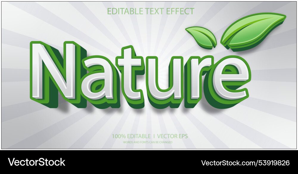 Editable nature 3d text effect with modern style Vector Image