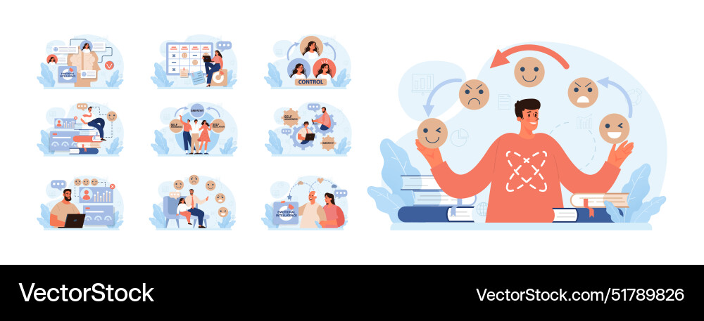 Emotional intelligence set emotion balance Vector Image