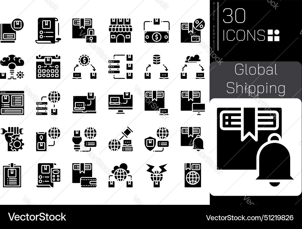 Global shipping solid set 2 Royalty Free Vector Image