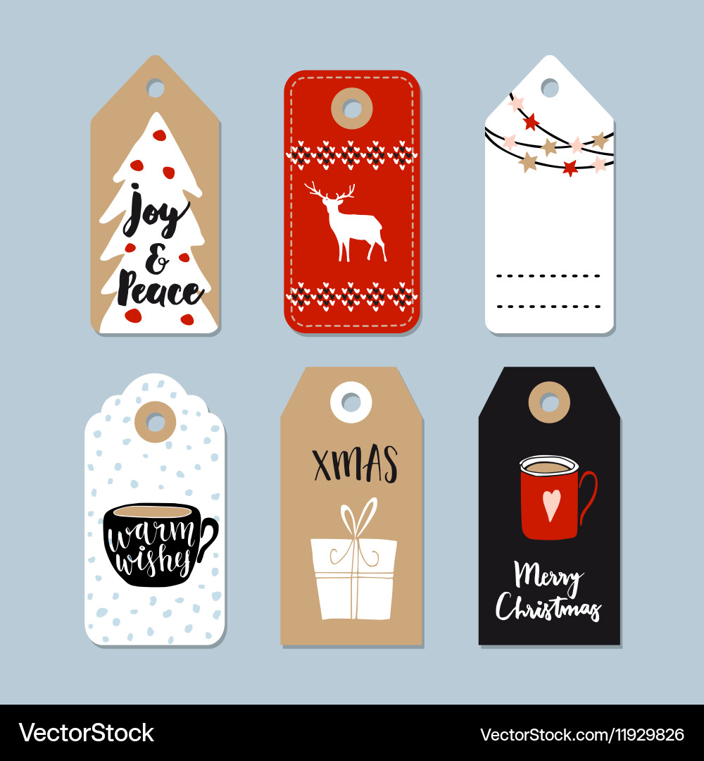 Hand Drawn Christmas Gift Tags Royalty Free Vector Image