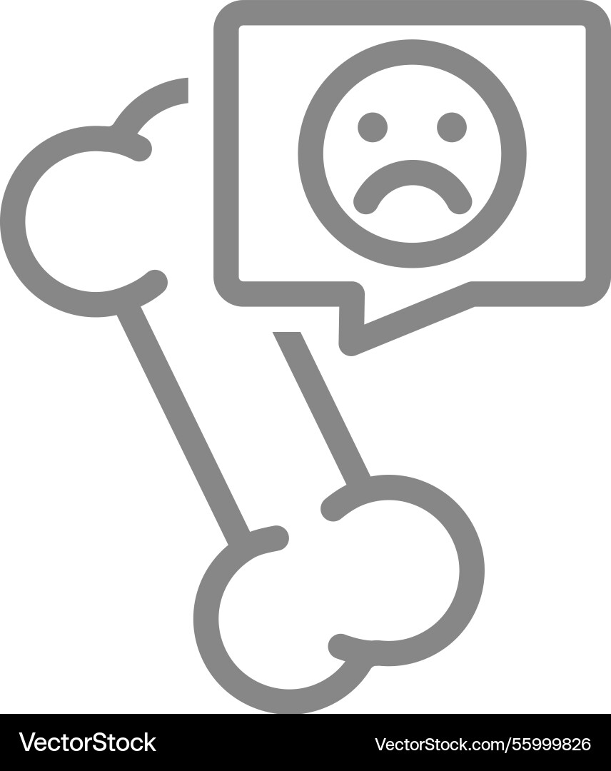 Human bone with sad face in speech bubble line Vector Image