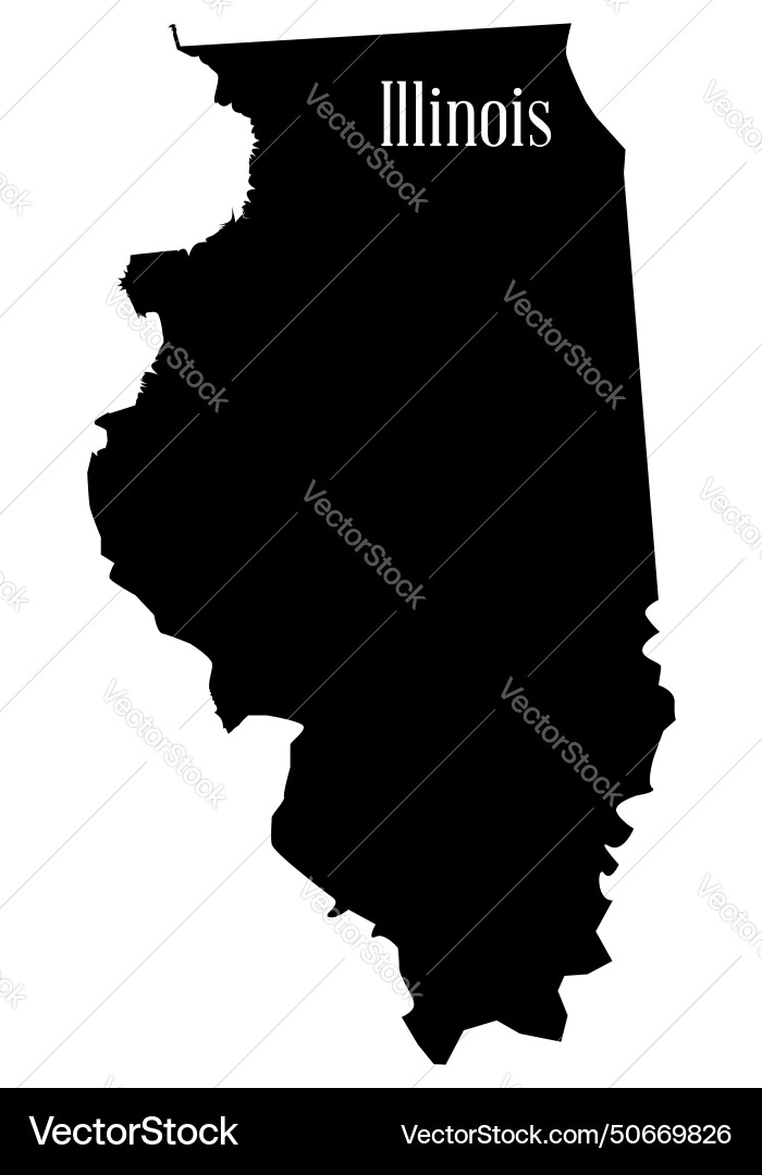 Illinois state silhouette map Royalty Free Vector Image