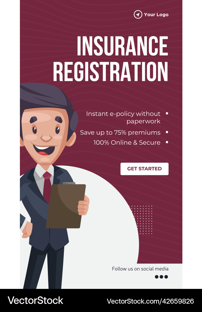 Insurance registration portrait template design Vector Image