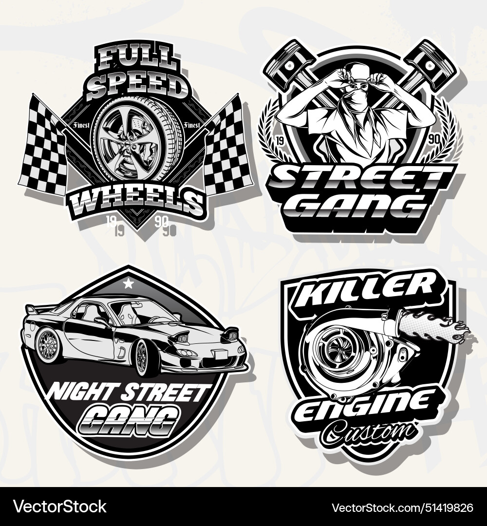 Racing car logo badge 1 Royalty Free Vector Image