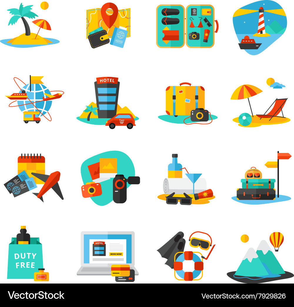 Travel icon set Royalty Free Vector Image - VectorStock