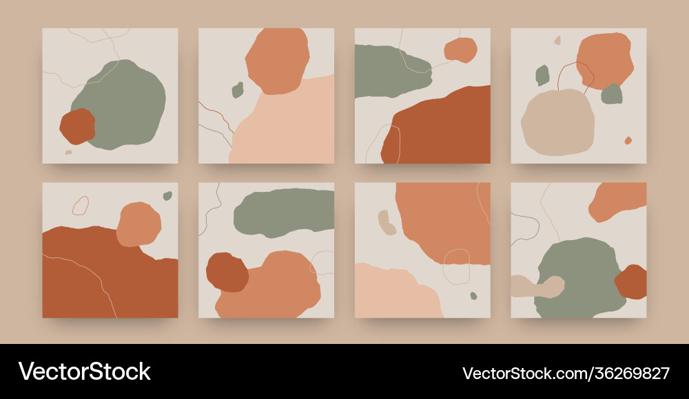 Abstract doodle poster square blob shapes Vector Image