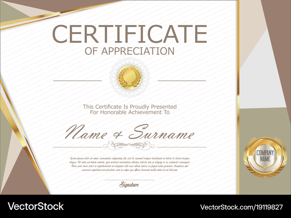 Certificate retro design template 10 Royalty Free Vector